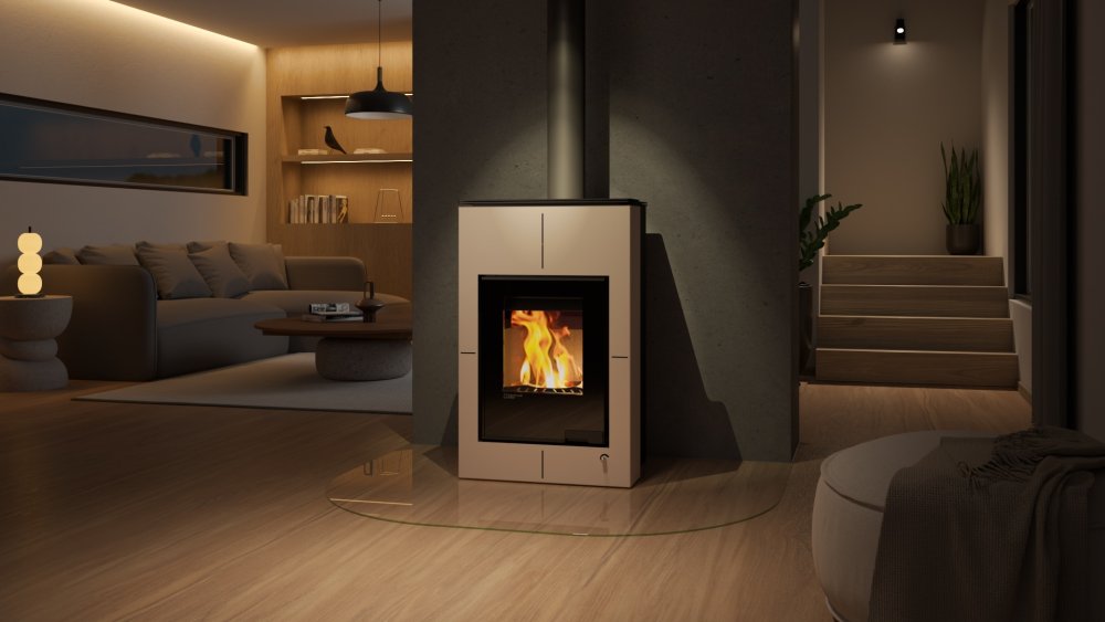 Krbová kamna AQUAFLAM VARIO ® SAPORO 11/7kW krémová, elektronická regulace